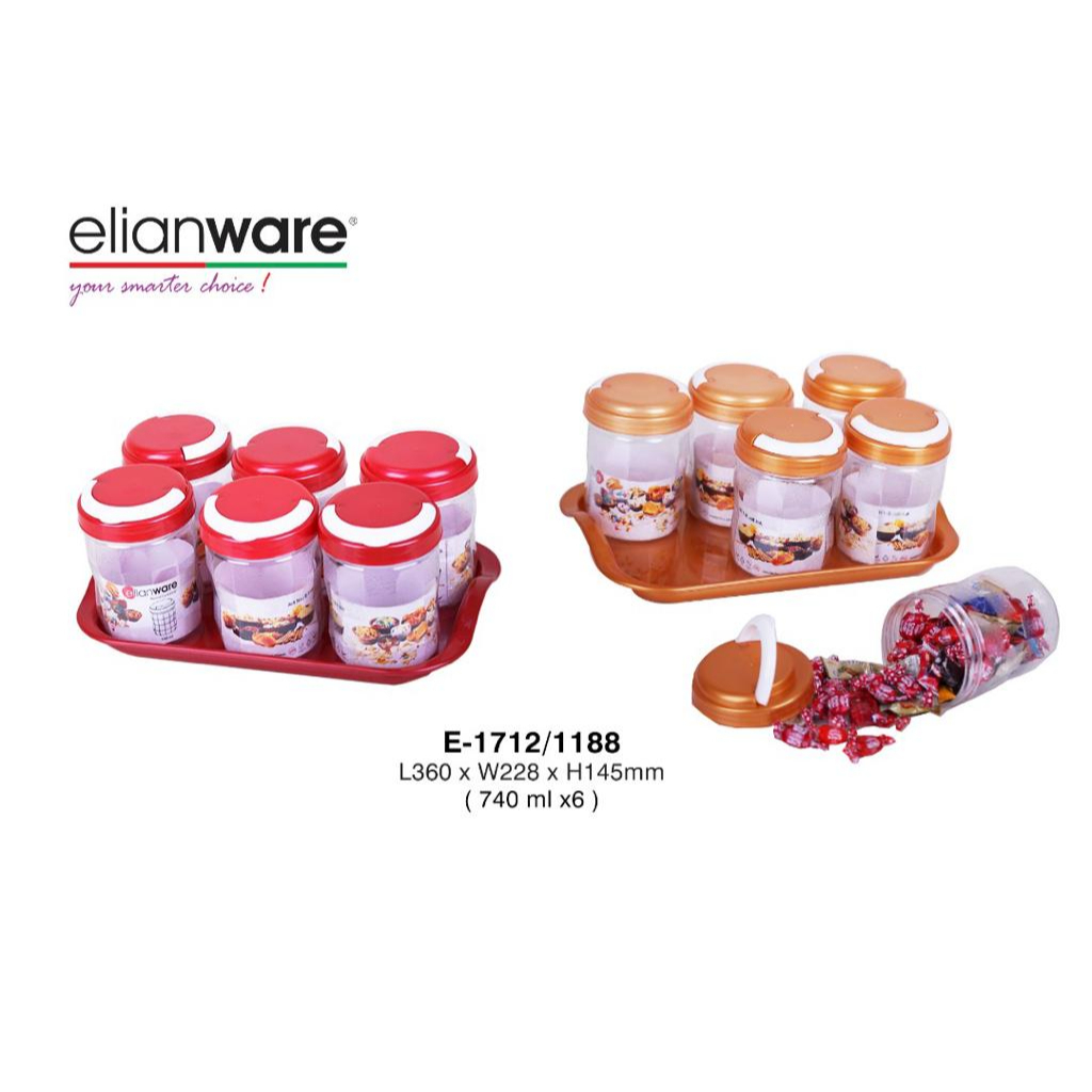 ELIANWARE (6PCS) Raya Round Food Container Bekas Kuih Biscuit Cookies ...