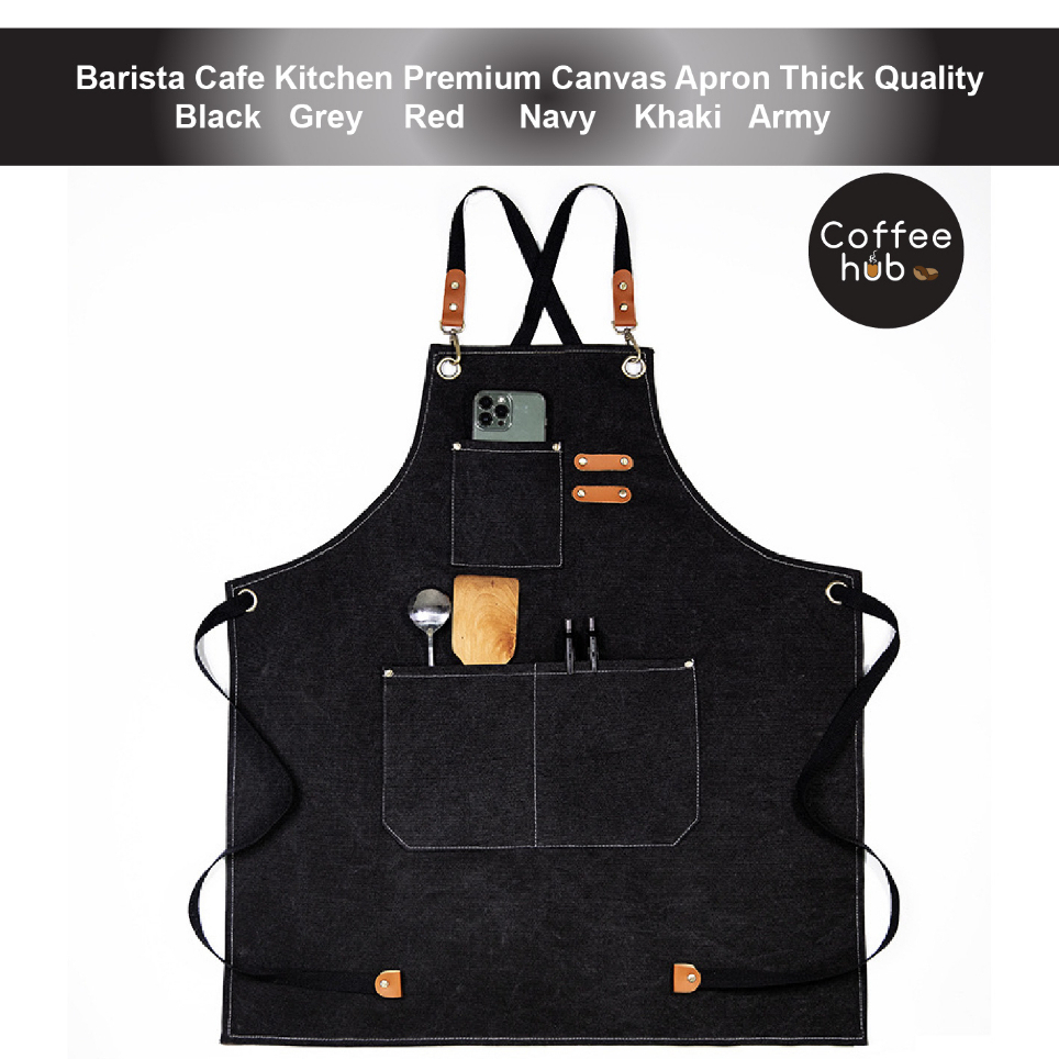 (READY STOCK)Cafe Barista Kitchen Premium Apron Unisex With Waist ...