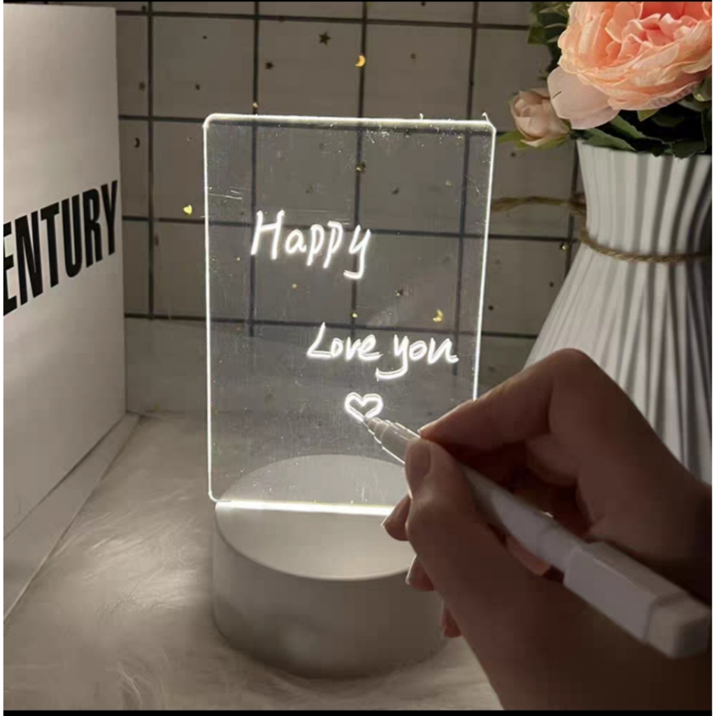 Note Board LED Night Lighting Rewritable Message Acrylic Board With Pen ...