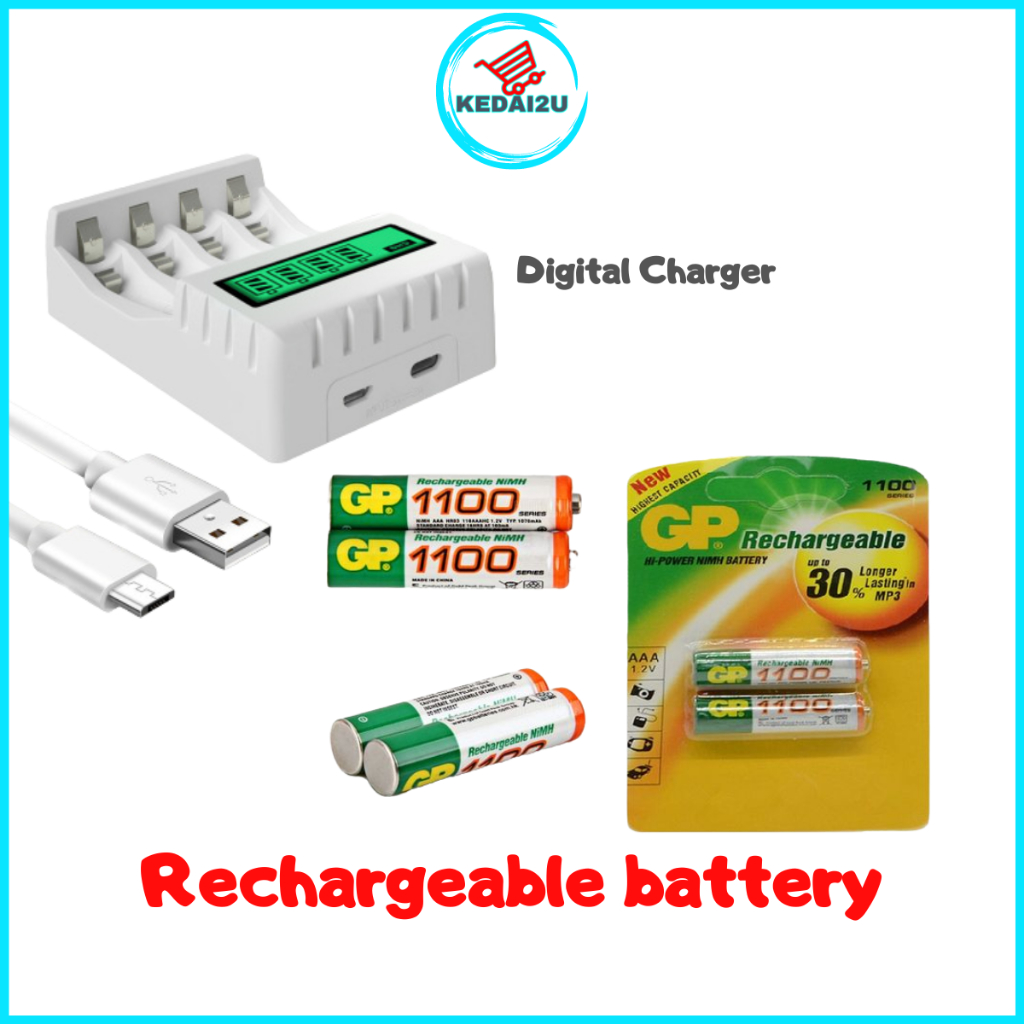 Rechargeable bateri battery 2A 3A AAA AA Charger 2700mah 1100mah GP battery bateri charger Shopee Malaysia