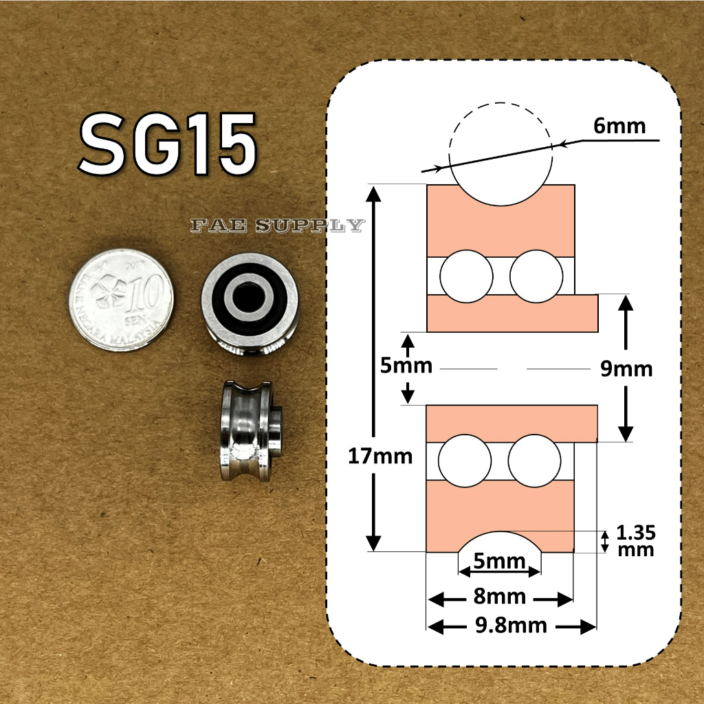 Pulley bearing U Groove Guide Bearing SG10 SG15 SG20 SG20 SG25 SG35 ...