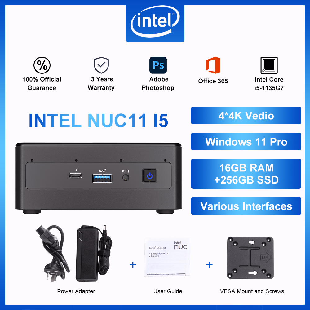 Intel NUC 11 NUC11PAHi5 Panther Canyon Mini PC,16GB RAM, Kingston 256GB PCIe SSD, 28W Intel Iris ...