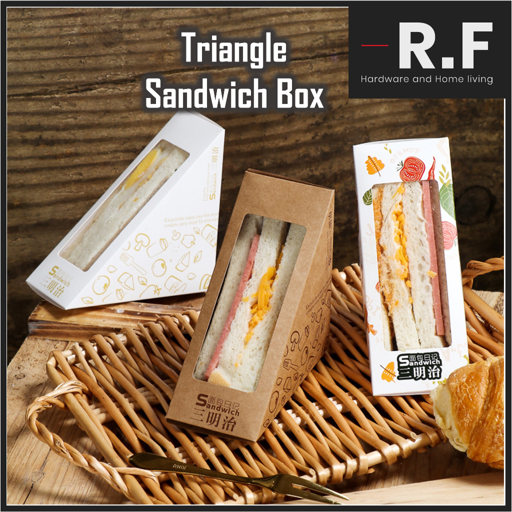 1pc Triangle Sandwich Box With Window Paper sandwich box 三明治纸盒 | Shopee ...