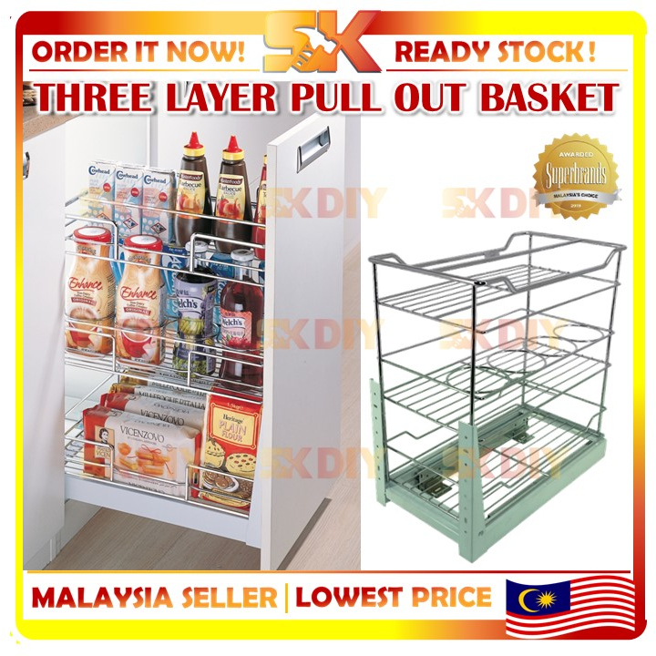🇲🇾SUPERBRAND Multifunction Stainless Steel Three Layers Pull Out Basket ...
