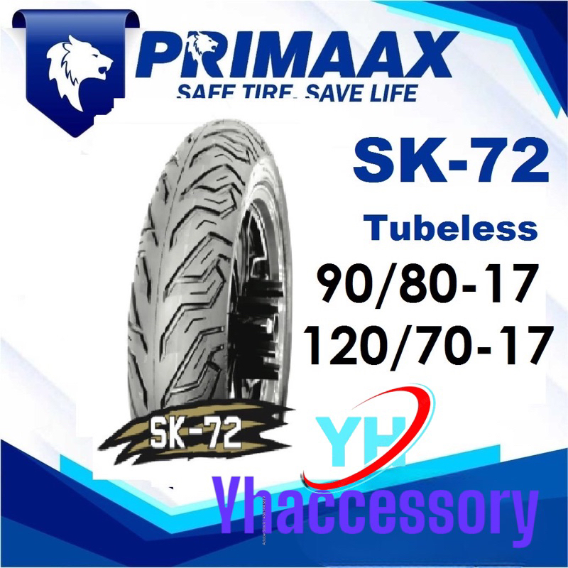 Primaax SK72 Tubeless Tyre/80/90x17/ 90/80-17 & 120/70-17 For Y15ZR ...