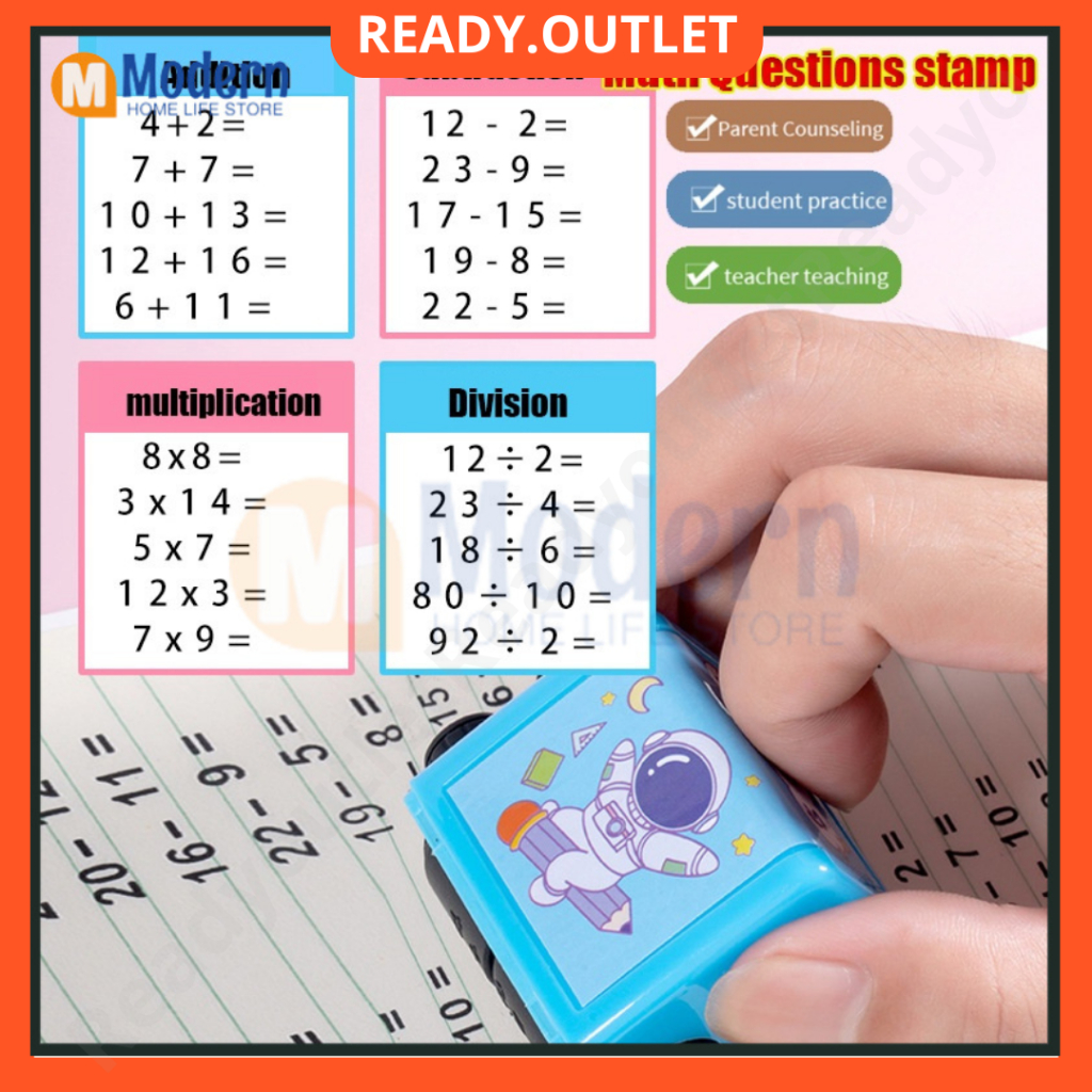 4PCS/SET Addition Subtraction Multiple Divide Number Rolling Stamp ...