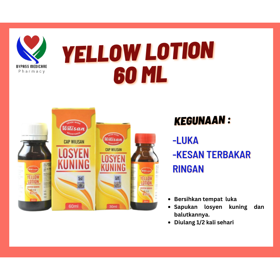 WILISAN YELLOW LOTION ( LOSYEN KUNING ) ANTISEPTIC / LUKA 60ml | Shopee ...
