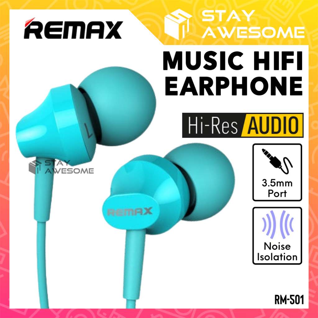 REMAX In Ear Earphone With Mic 3.5mm Wired Original Bass Stereo Music ...