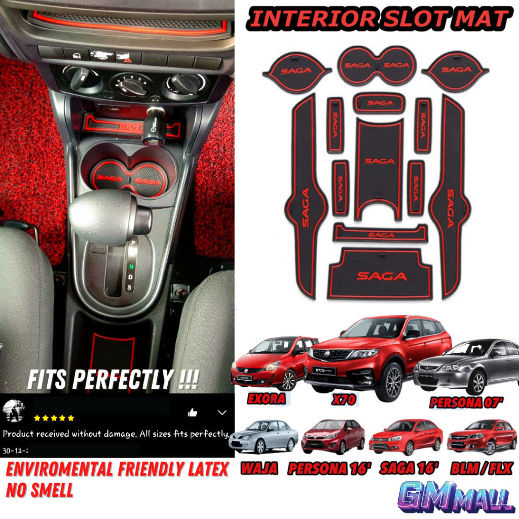 INTERIOR SLOT MAT PROTON Saga BLM FLX Saga 2016 Persona Waja Exora X70 ...