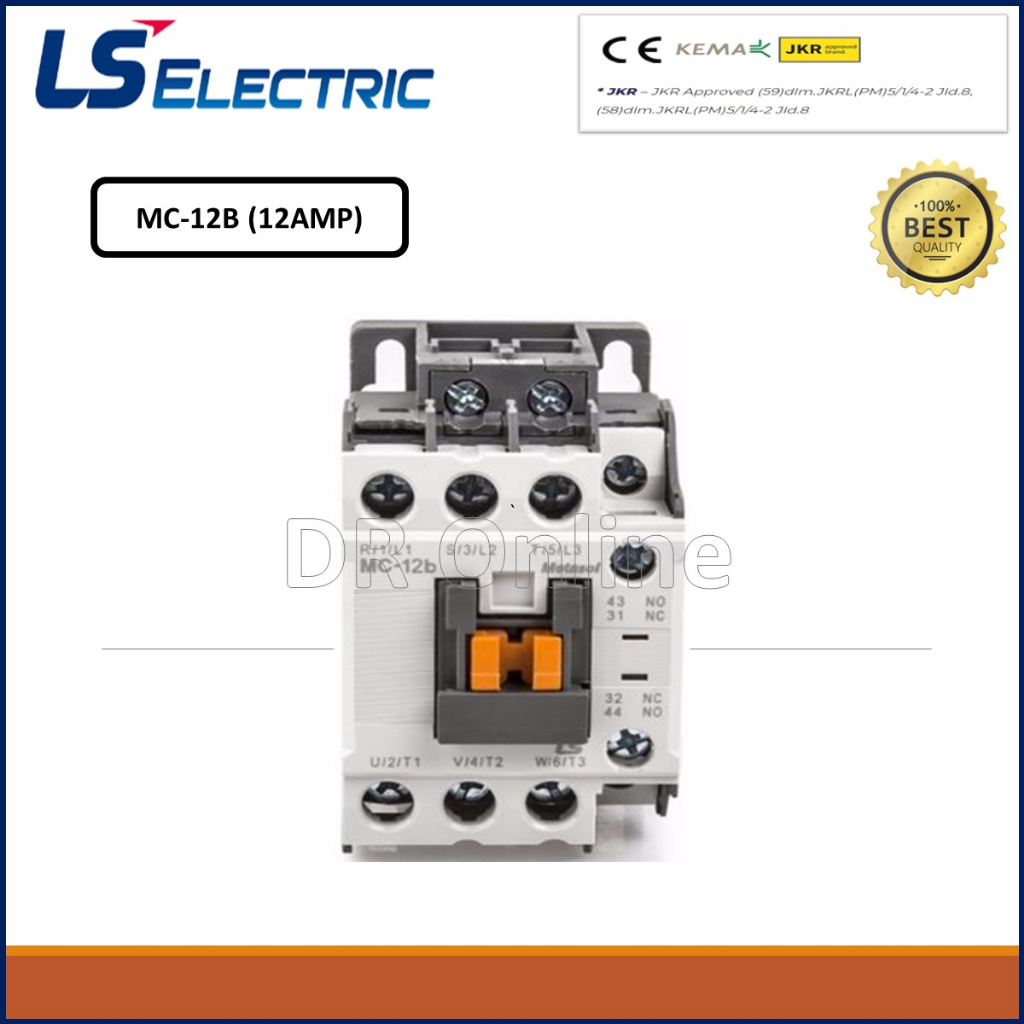 LS AC METASOL CONTACTOR, 5.5KW/7.5HP ~ 12A ~ 1NO+1NC ~ 110VAC,24VAC,240VAC,415VAC (MC-12b ...