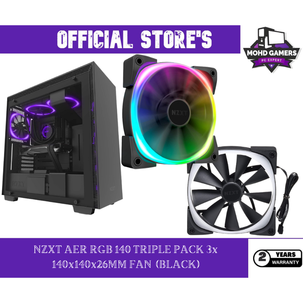 NZXT AER RGB 140 TRIPLE PACK 3x 140x140x26MM FAN (BLACK) | Shopee Malaysia
