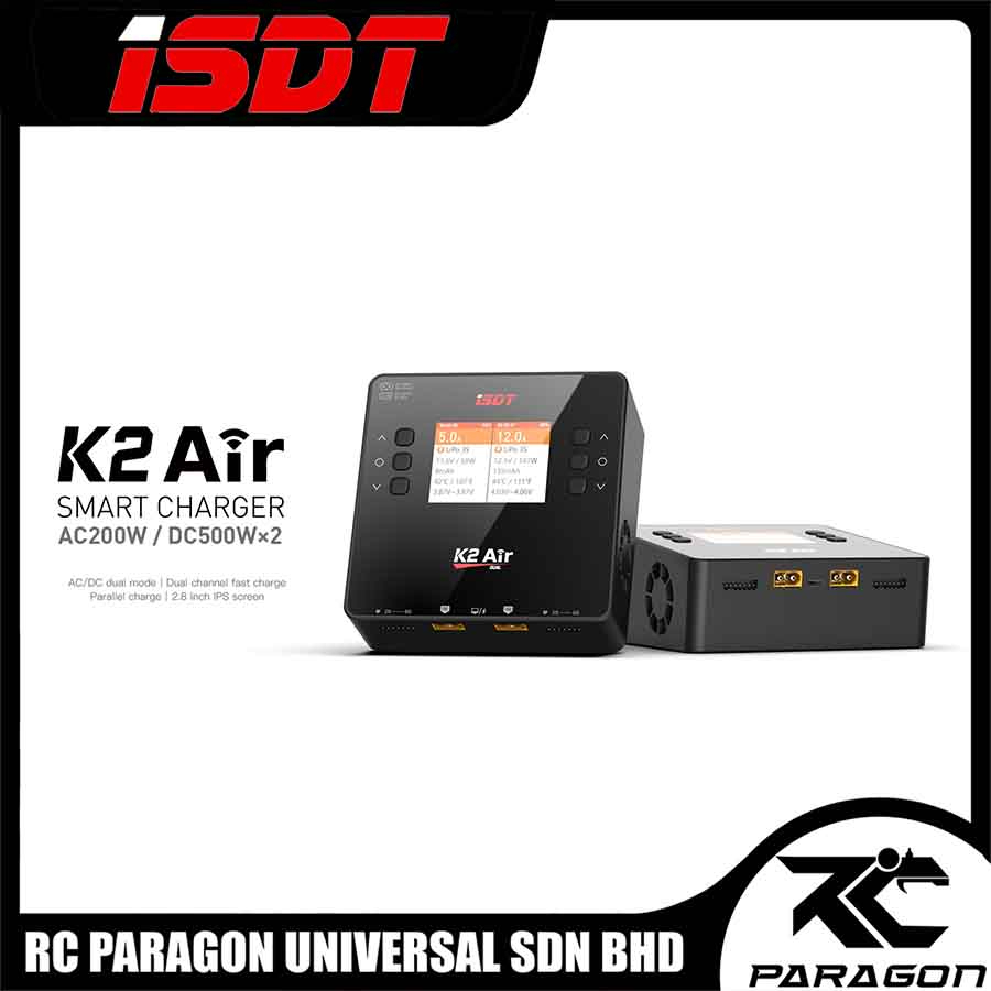 [2 YEARS WARRANTY] ISDT K2 Air AC DC 500Wx2 20A Dual Channel Lipo RC Car Charger Smart ...