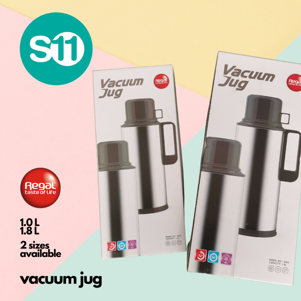 Regal Metal Body Vacuum Jug | Flask with Glass Liner 1L 1.8L Flask Air ...