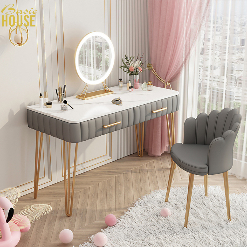 BASIC HOUSE Dressing Table Nordic Style Makeup Table Modern Simple ...