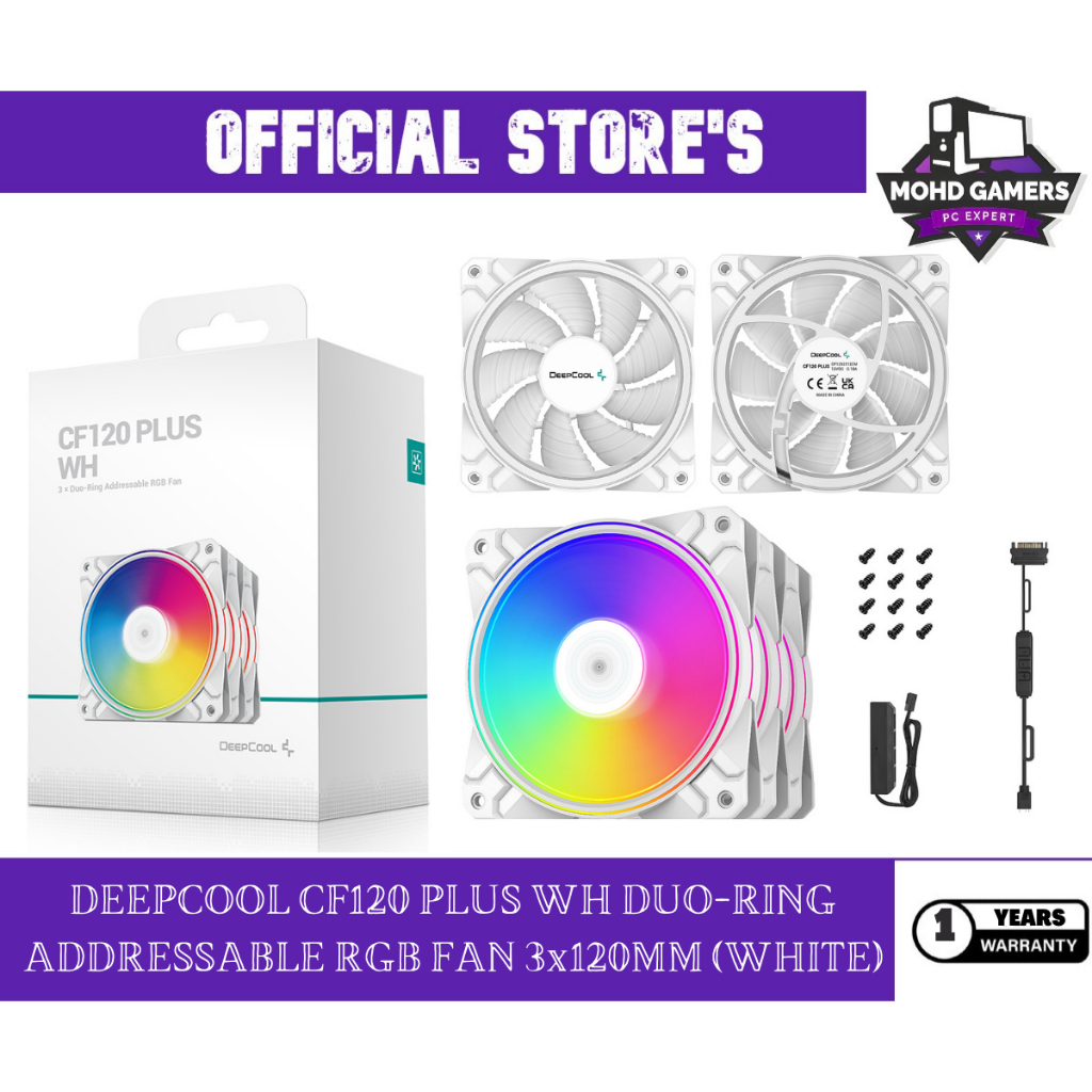 DEEPCOOL CF120 PLUS WH DUO-RING ADDRESSABLE RGB FAN 3x120MM (WHITE ...