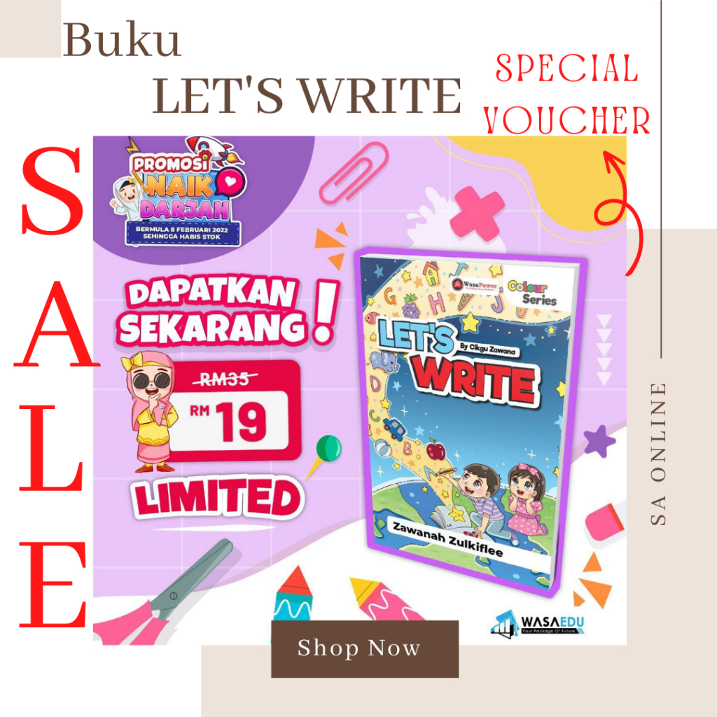 Buku Let's write buku belajar menulis bahasa english untuk kanak kanak pra sekolah pendidikan ...