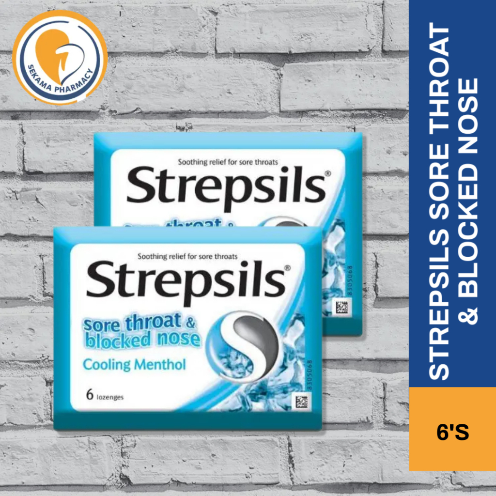 STREPSILS SORE THROAT & BLOCKED NOSE COOLING MENTHOL LOZENGES 6'S/PACK ...