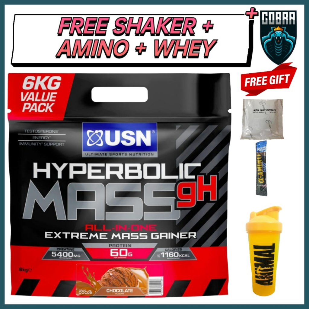 Usn Hyperbolic Mass gH Extreme Weight Gainer Protein Powder 6kg (Free ...