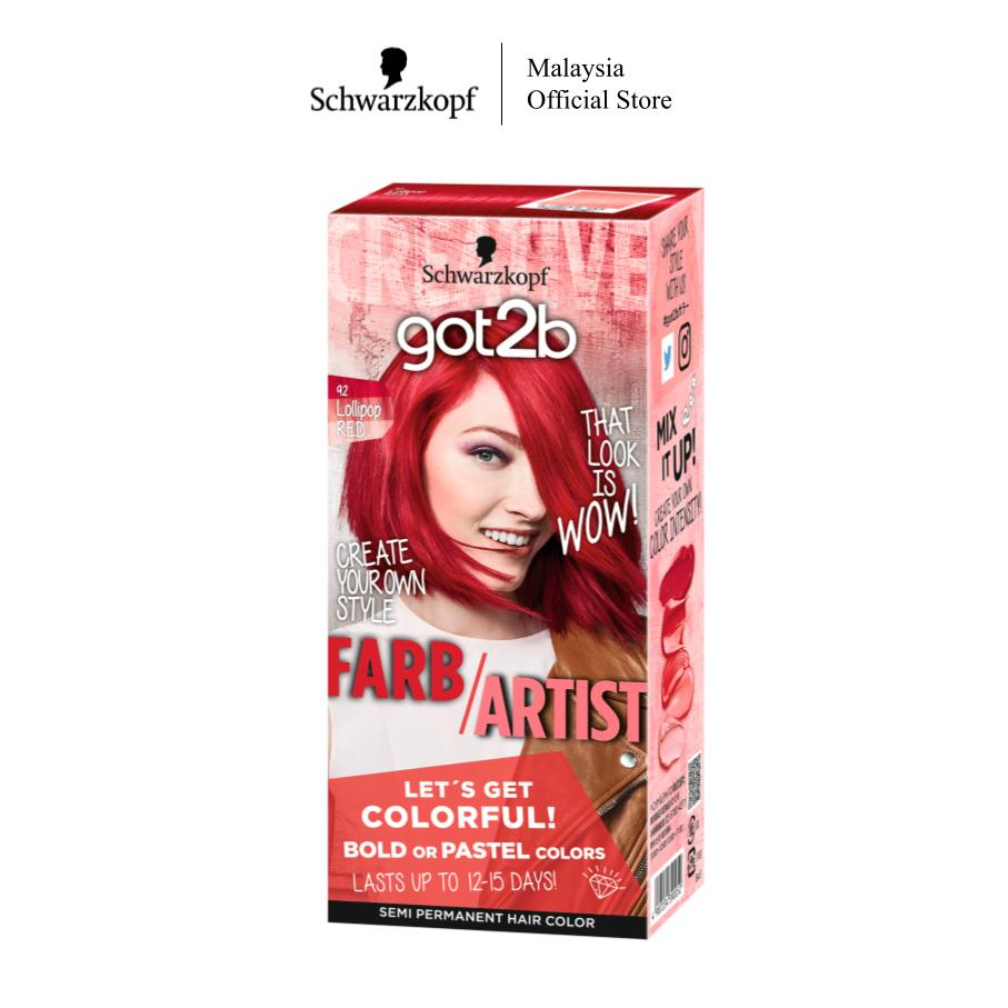 Schwarzkopf GOT2B FARB/ARTIST 092 Lollipop Red Color (47ml) | Shopee ...