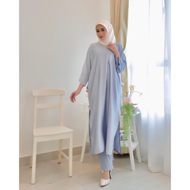 Yaya Kaftan Kurung WNFirst Raya Collection (PASTEL BLUE) | Shopee Malaysia