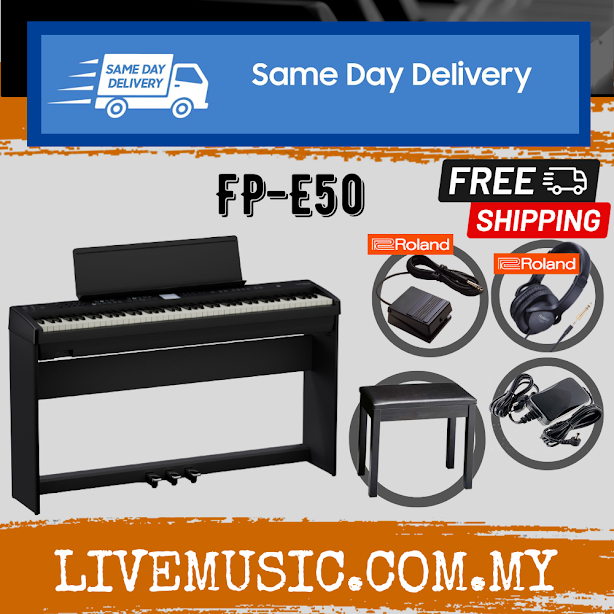 *SAME DAY DELIVERY* Roland FP-E50 88-key Digital Piano with RH-5 Headphone and Piano Bench ...