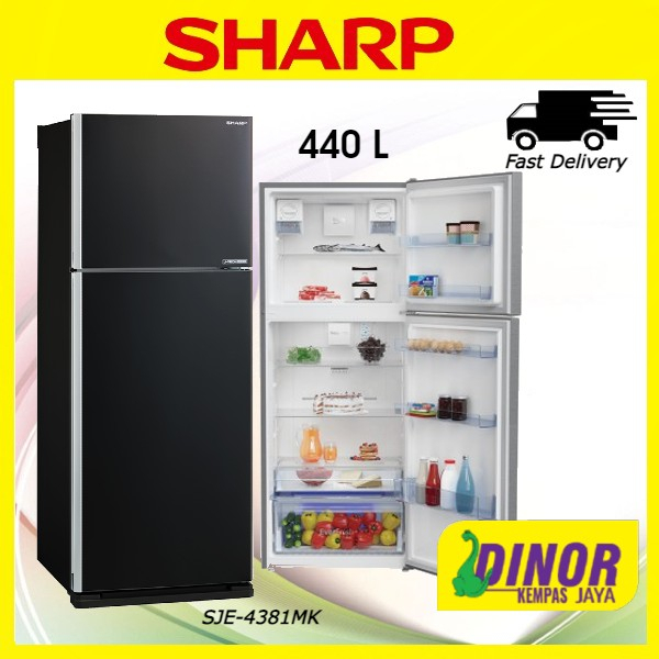Sharp 440L 2 Door J-Tech Inverter Refrigerator SJE-4381MK (Black ...