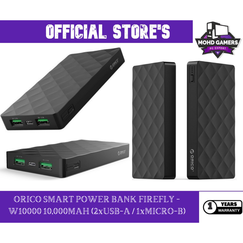 ORICO SMART POWER BANK FIREFLY - W10000 10,000MAH (2xUSB-A / 1xMICRO-B ...