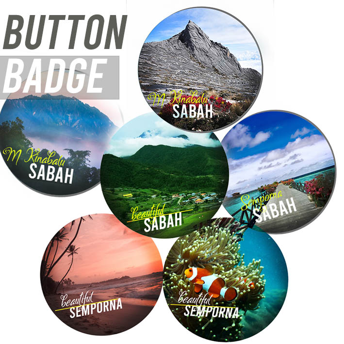 Button Badges Sabah Mount Kinabalu Semporna Souvenir Gift 50 mm ...