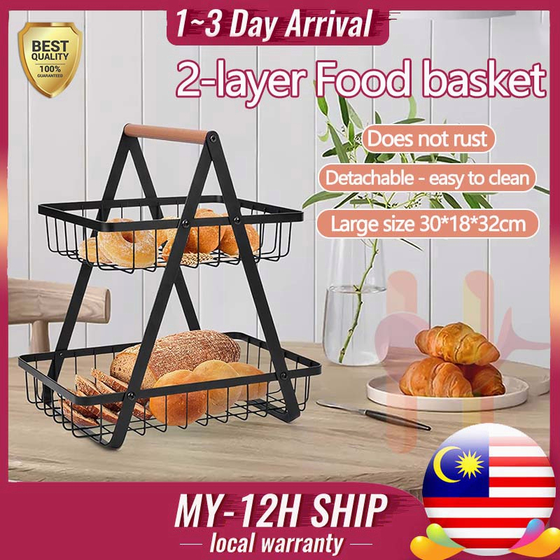 2 Tier Onion Rack Fruit Basket Rak Bawang Bertingkat Vegetable Storage ...
