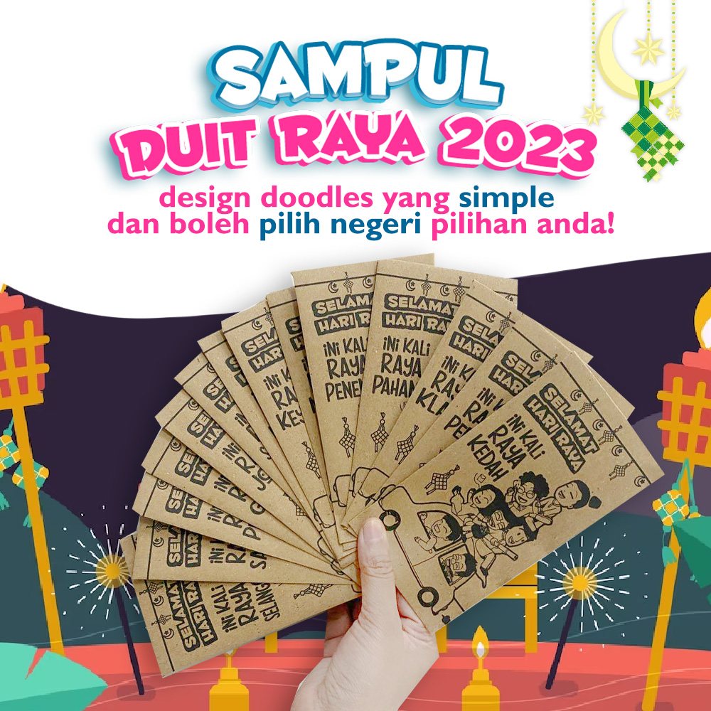 Sampul raya doodles 2023 / ada variasi setiap negeri / 10 pcs 1 paket ...