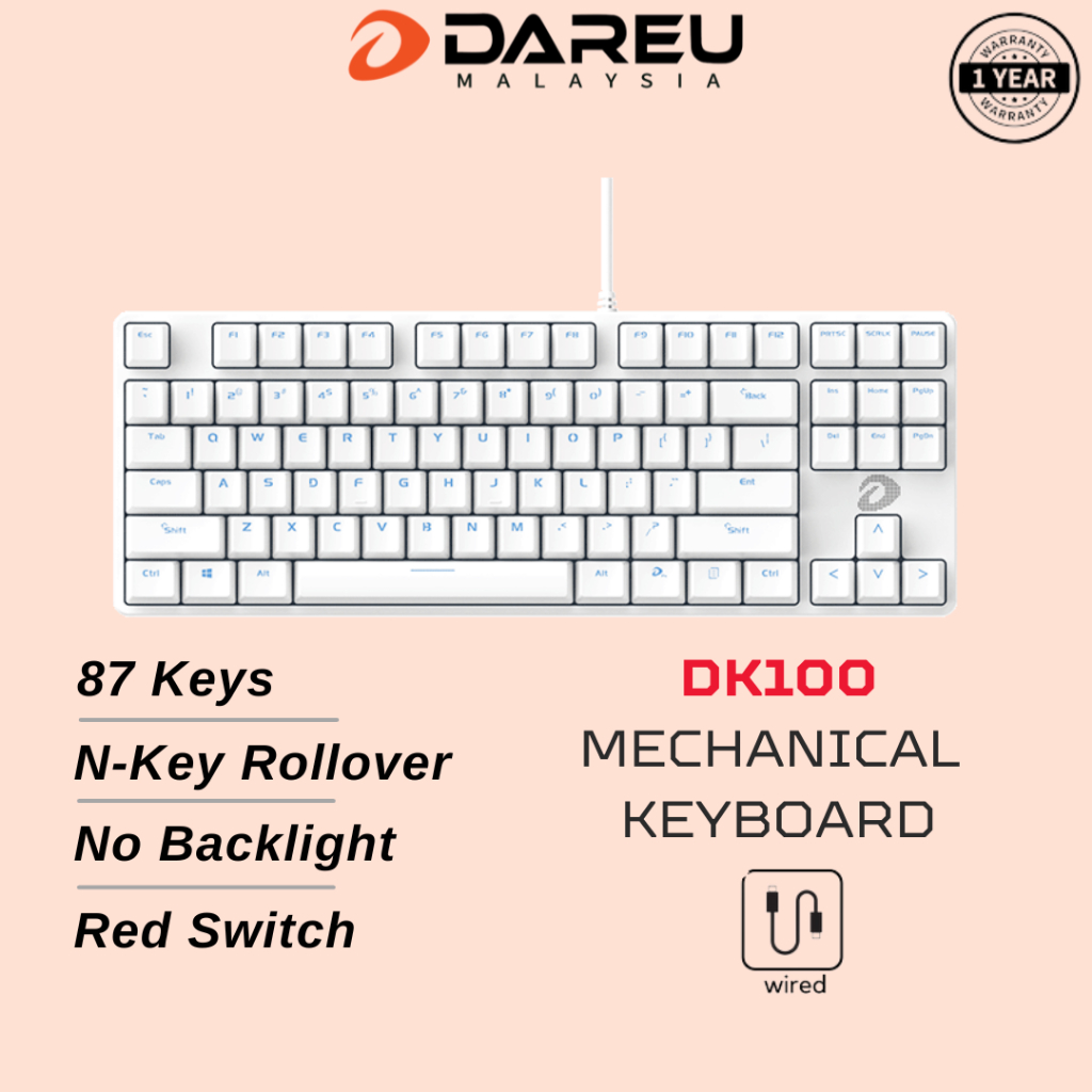 Dareu Minimalist 87 Keys Compact Gaming Keyboard - Red DK100 | Shopee ...