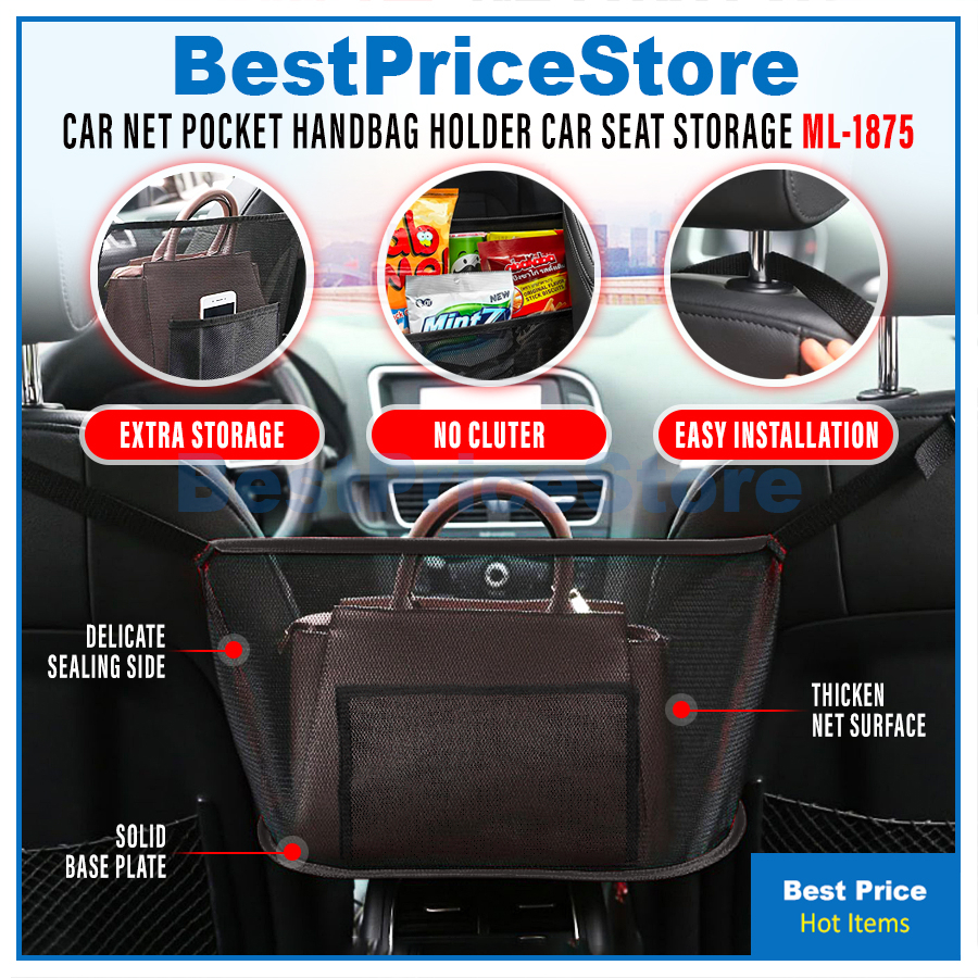 BPS Car Storage Pocket Organizer Holding Net Between Seats Netting ...