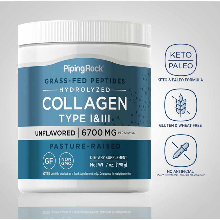 Hydrolyzed Ultra Collagen Powder Type I & III, 7 oz (198 g) Bottle (USA ...