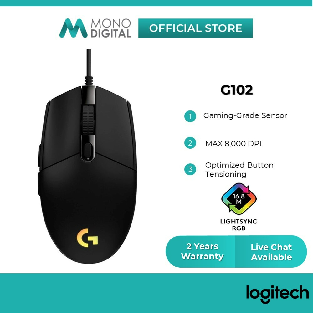 Logitech G102 Light Sync Gaming Mouse with Customizable RGB Lighting/6 ...