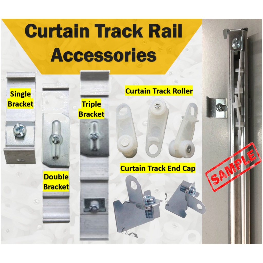 Aluminum Curtain Track Rail Accessories Wall Bracket Roller End Cap ...