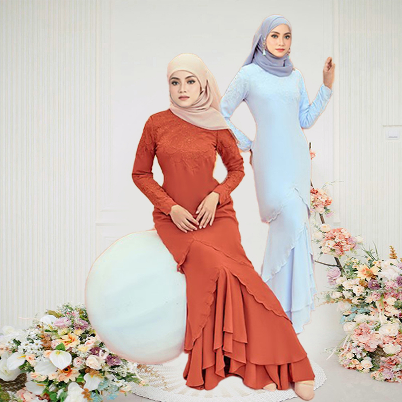 BAJU Kurung Raya 2025 Abaya MERMAID KURUNG TANGERINE Muslimah Wear ...