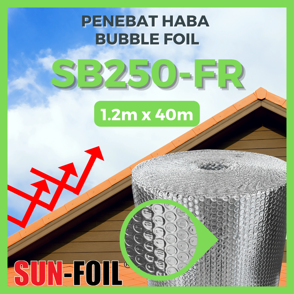 SUNFOIL SB250-FR (1.2m x 40m) Bubble Foil Series Bubble Aluminium Foil ...