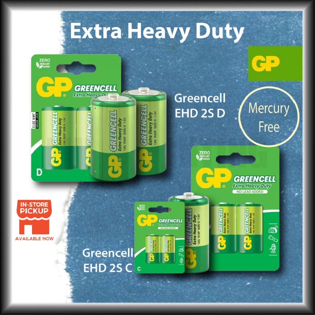 [Genuine] GP Battery Size C D Bateri Greencell Extra Heavy Duty Radio ...