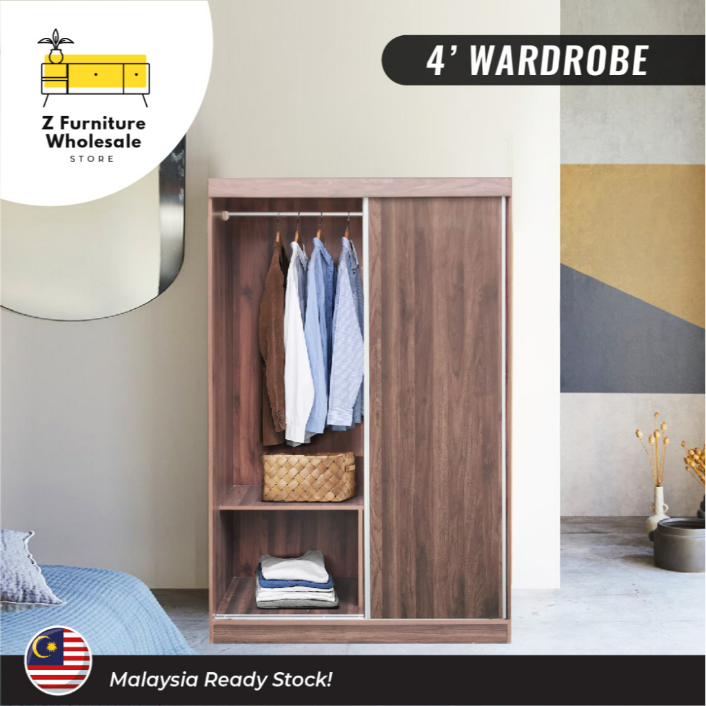 High Quality 4ft Sliding Door Wardrobe & Aluminum Frame /Almari Pakaian ...