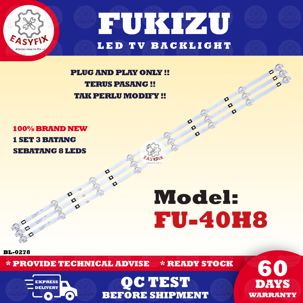 FU-40H8 FUKIZU 40 INCH LED TV BACKLIGHT ( LAMPU TV ) FU40H8 FU 40H8 ...