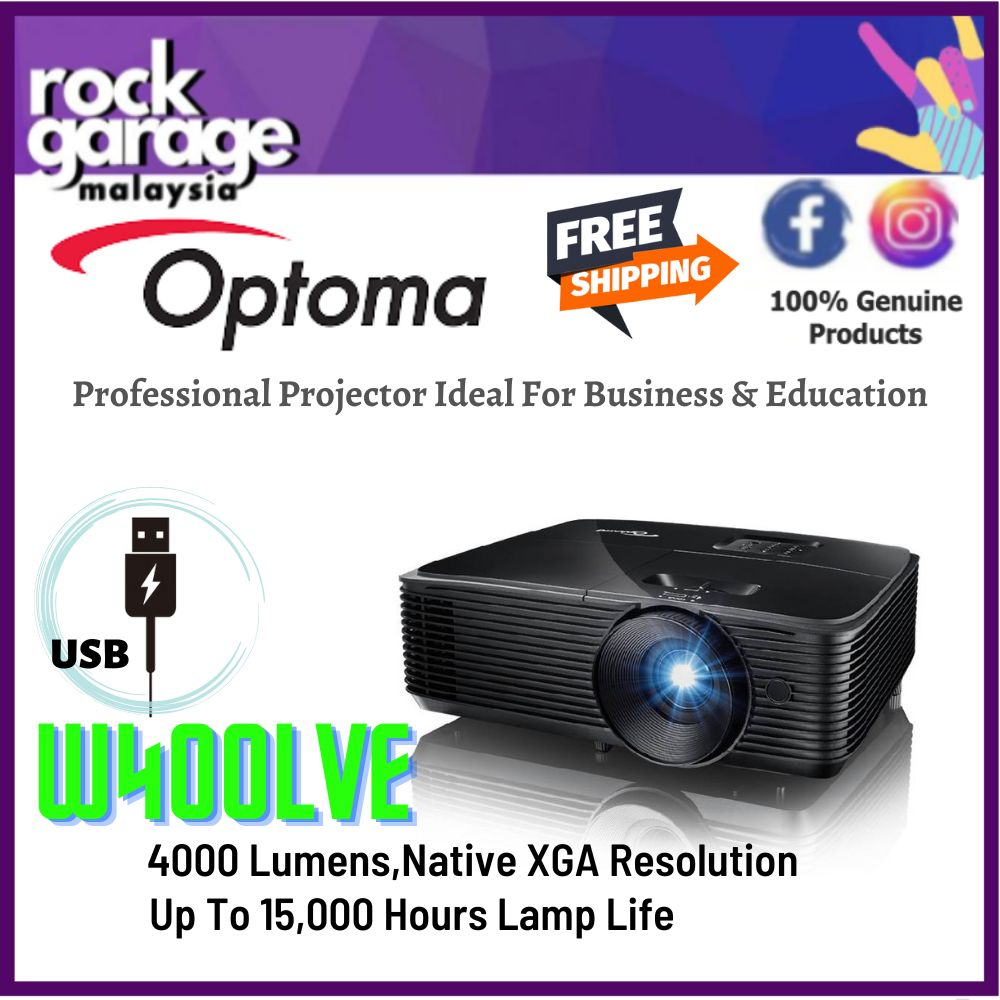 Optoma W400LVE Compact And Powerful Projector 4000 Lumens ( W400-LVE ...