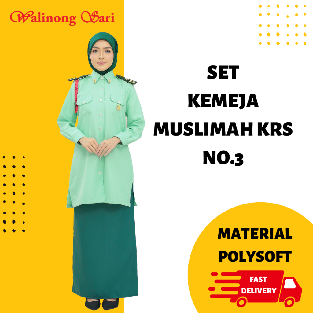 Set Kemeja KRS No.3 Muslimah Polysoft + Kain | Shopee Malaysia