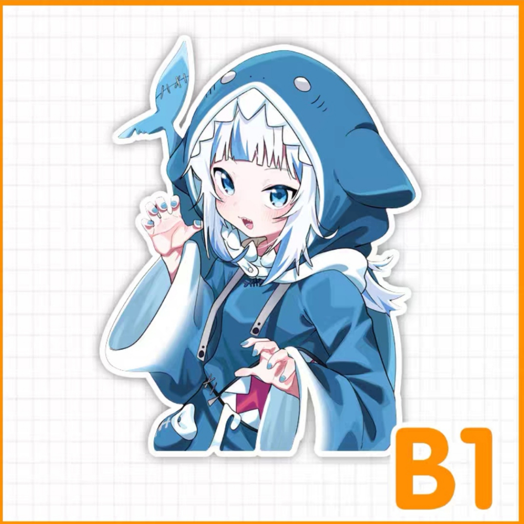 Gawr Gura Hololive Vtuber Computer PC Case Sticker Transparent Glass ...