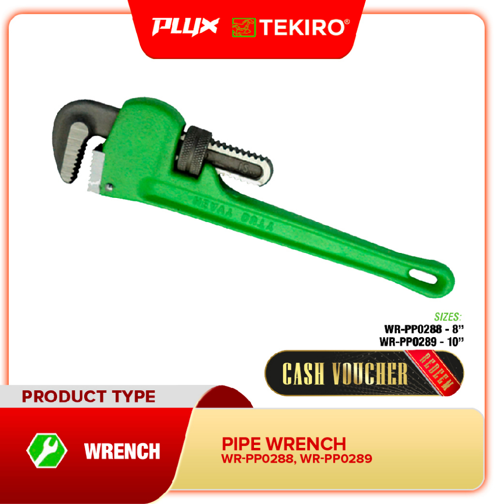 TEKIRO Pipe Wrench Without Rubber Handle Size 8" / 10" Kunci Pipa ( WR ...