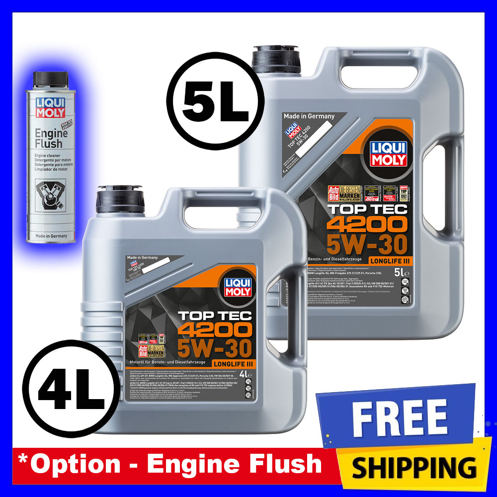 LIQUI MOLY Fully Synthetic Engine Oil TOP TEC 4200 5W30 (4L/5L) 5W-30 ...