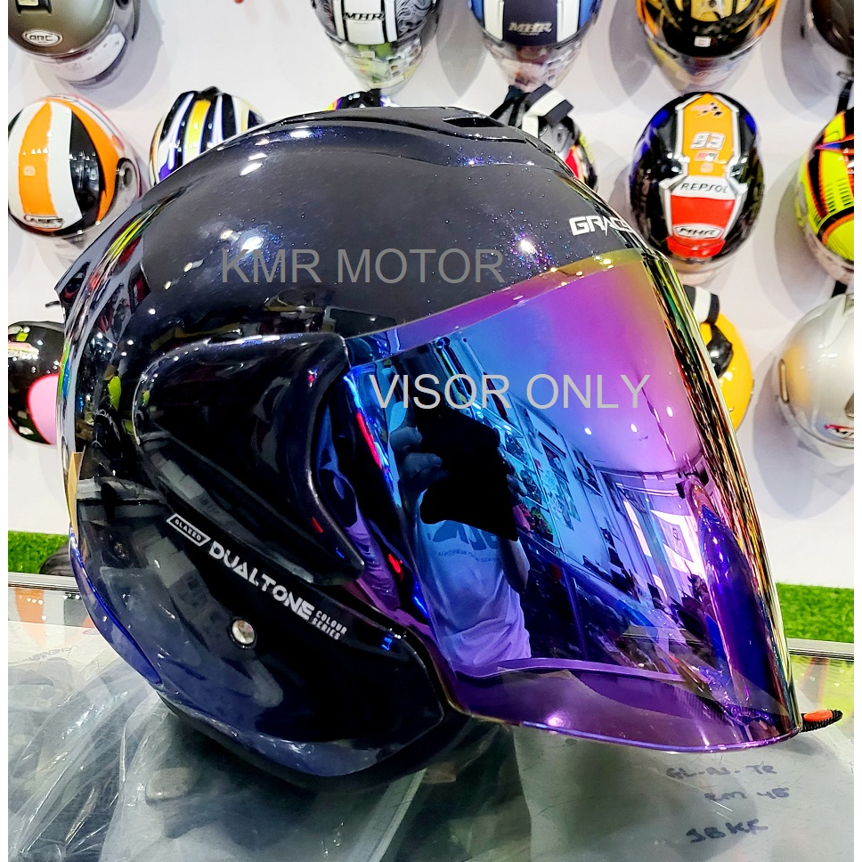 GRACSHAW GLAZZO 2 TONE HELMET G919I/ ANIMALIA SINGLE VISOR (MARIBU BLUE ...
