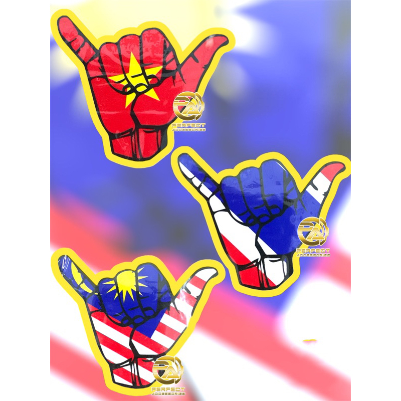 FLAG STICKER HAND POSTURE JARI ENAM TANGAN STATES AND NATIONAL COUNTRY ...