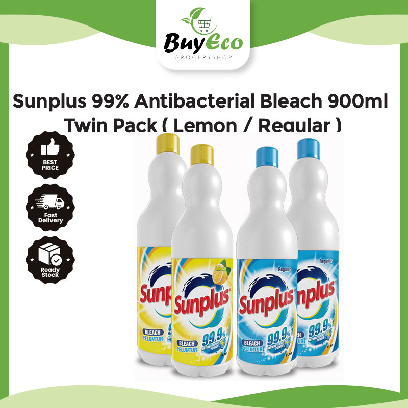 Sunplus 99% Antibacterial Bleach 900ml Twin Pack ( Lemon / Regular ) | Shopee Malaysia