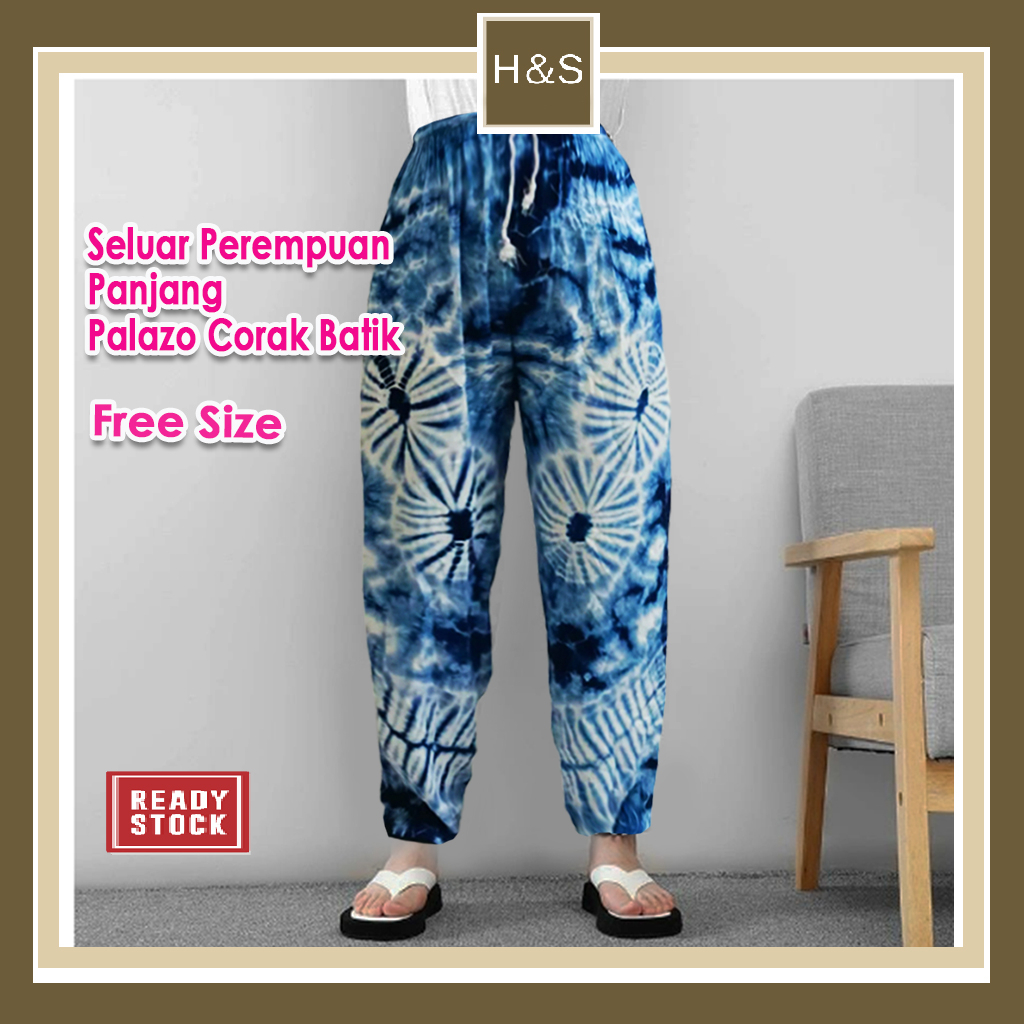 Seluar Perempuan Panjang Palazo Corak Batik | Palazo Batik | Women Long ...
