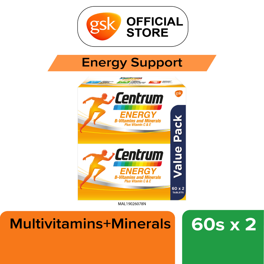 Centrum Energy Multivitamin-Multimineral Plus Vitamin C & E (2 x 60's ...